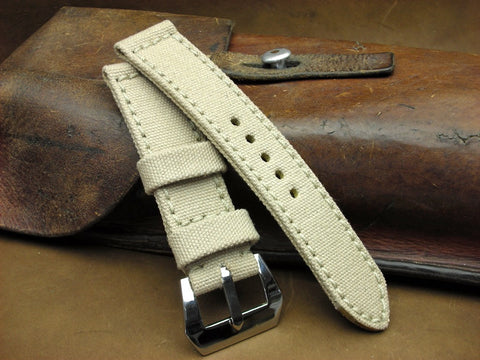 Rolled Tan Watch Strap | Tan Canvas Watch Strap | Vintager Straps